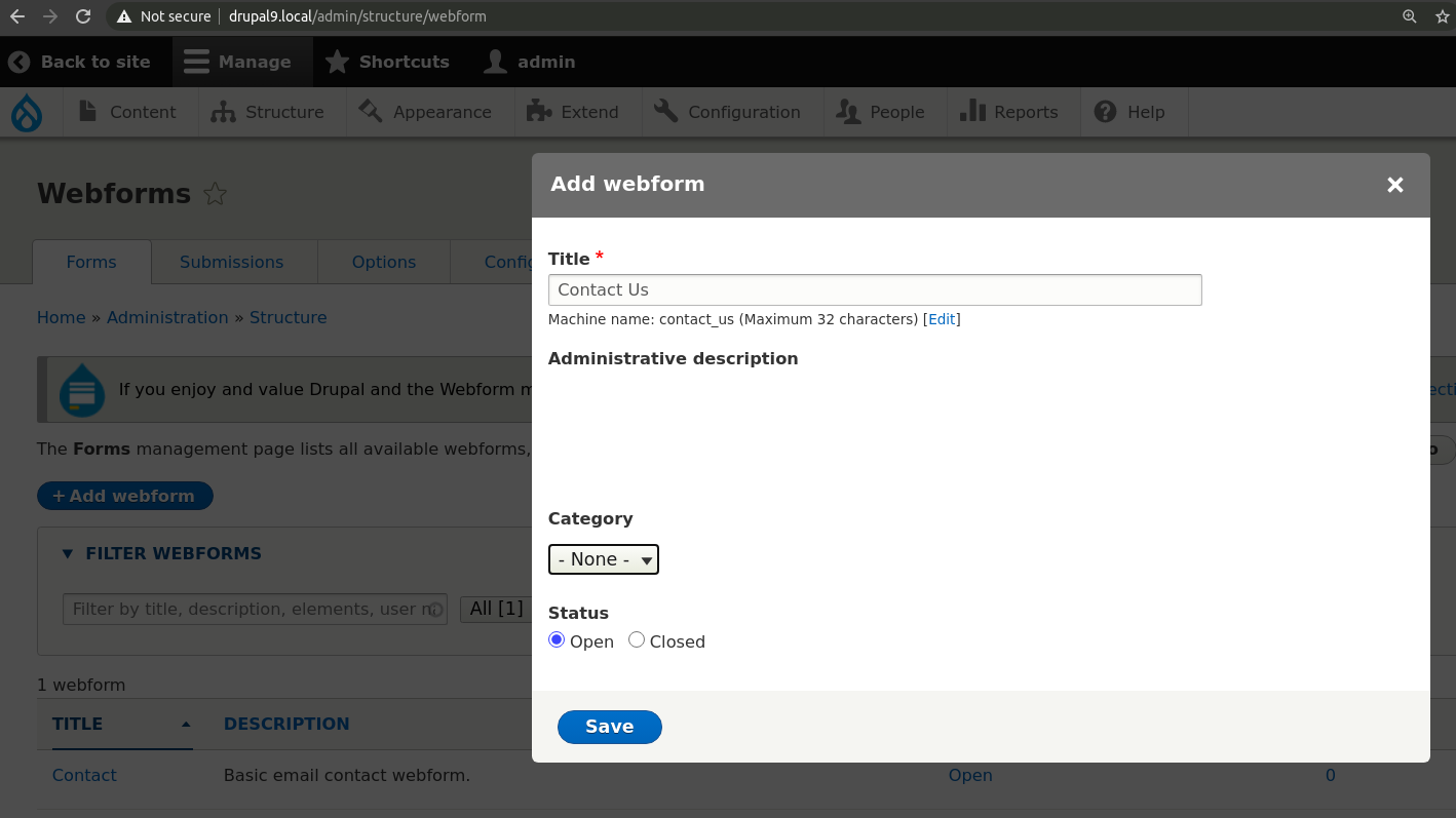 Webforms ist ein leistungsstarker Formular-Builder. | Drupal Book